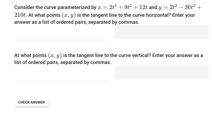 Solved Consider The Curve Parameterized By X2t39t212t And 