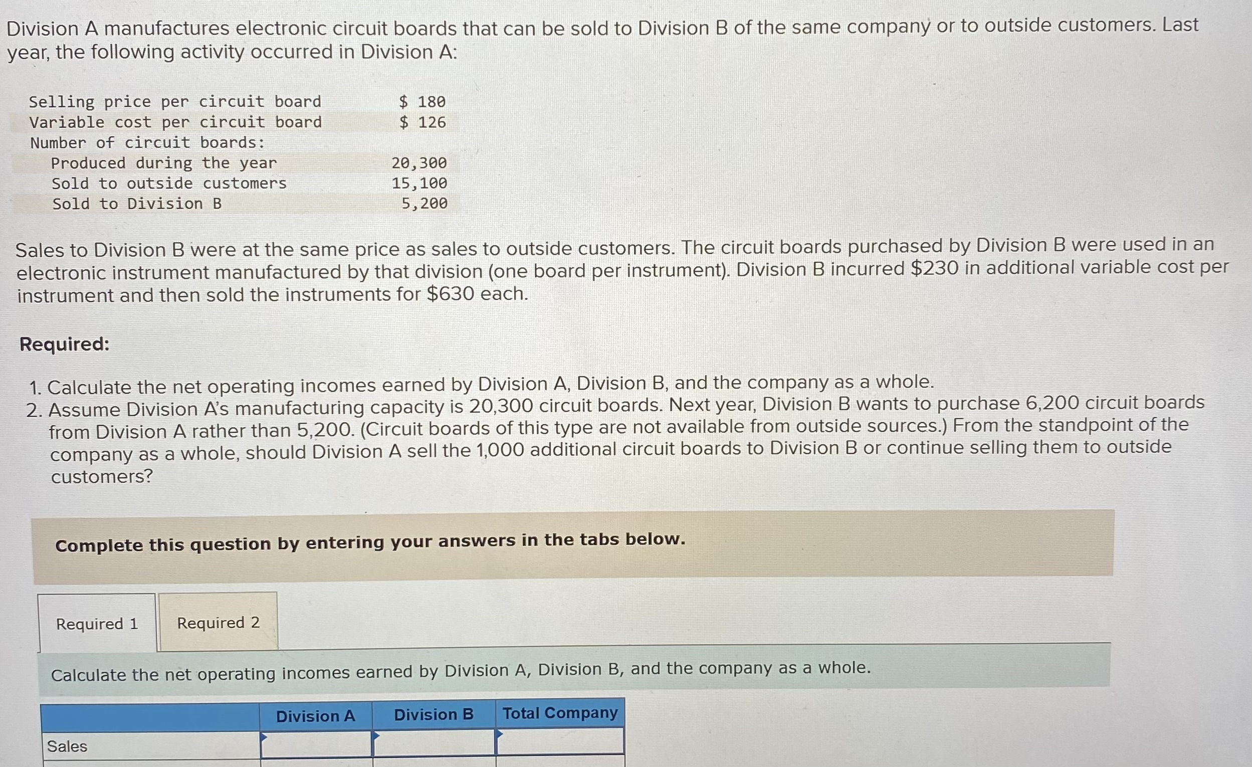 Solved Division A manufactures electronic circuit boards | Chegg.com