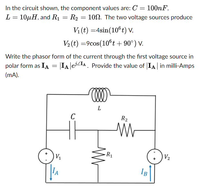 Solved = In the circuit shown, the component values are: C = | Chegg.com
