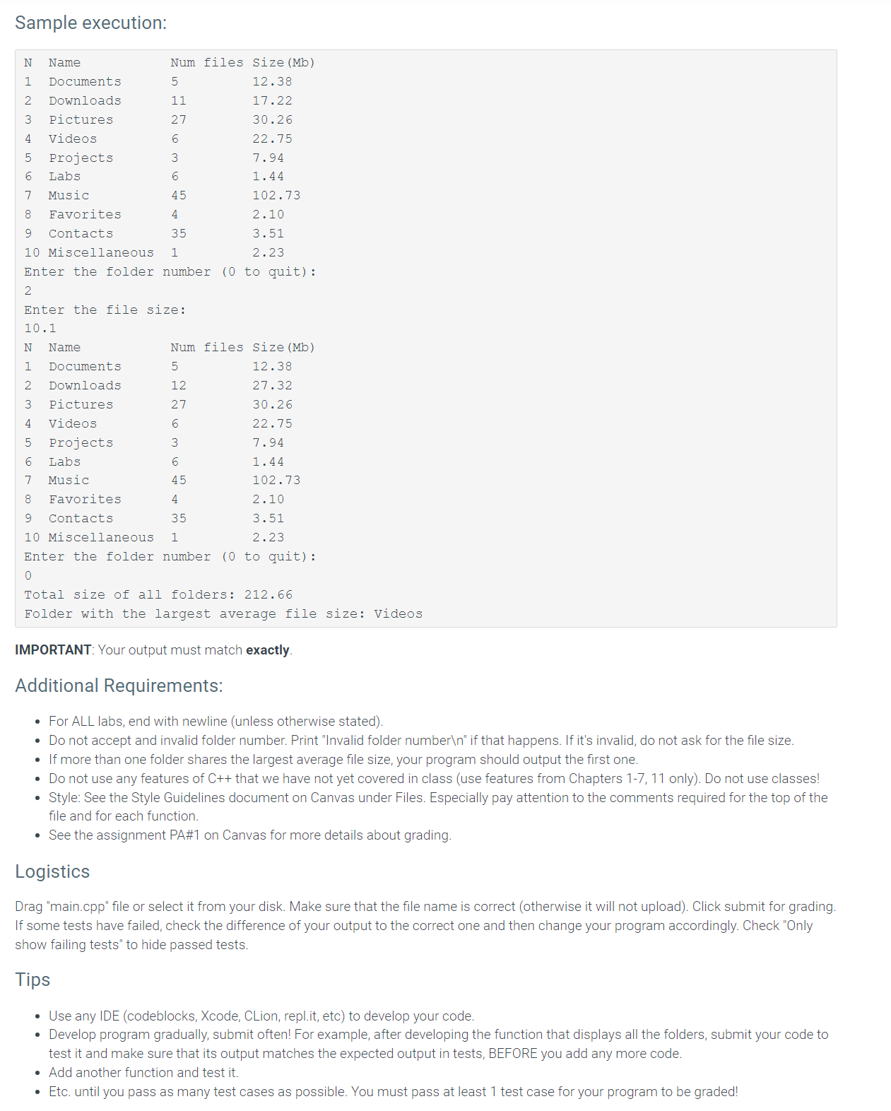 Solved 12.1 PA\#1 File Folders Write a program that | Chegg.com
