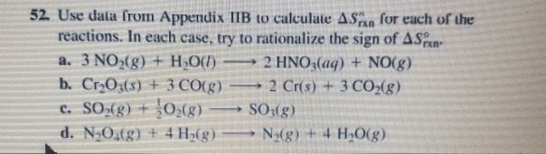 Solved 52. Use data from Appendix IIB to calculate ASA for | Chegg.com