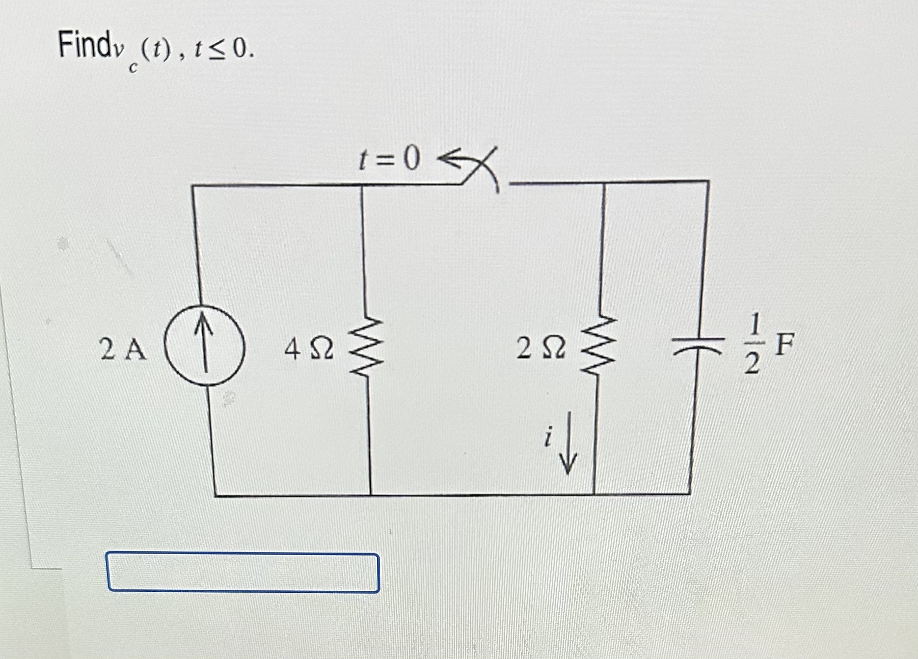 Solved Find vc(t),t≤0. | Chegg.com