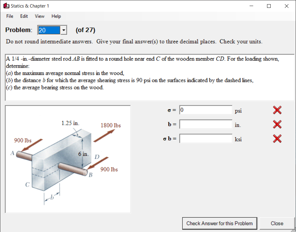 Solved Statics & Chapter 1 - х File Edit View Help Problem: | Chegg.com