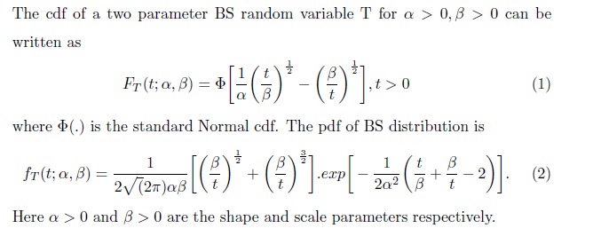 The cdf of a two parameter BS random variable T for | Chegg.com