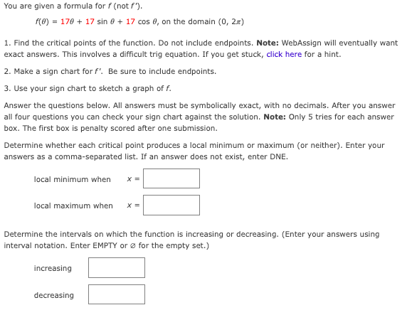 Solved You are given a formula for f( not f′). | Chegg.com