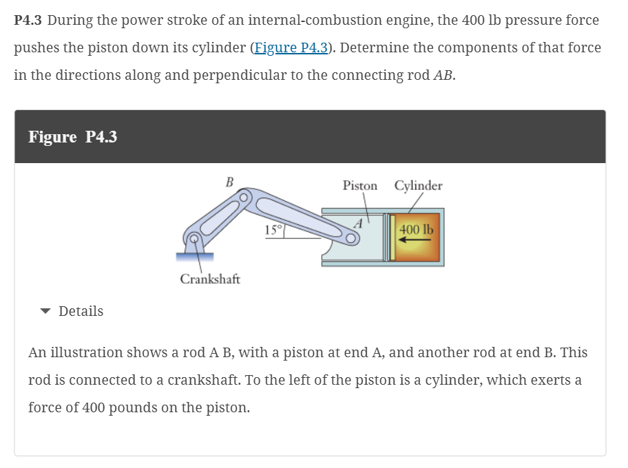 Solved P4.3 ﻿During the power stroke of an | Chegg.com