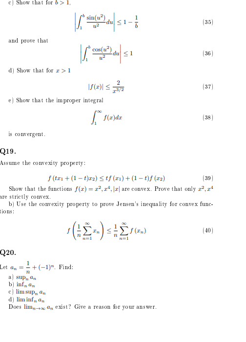 Solved c) Show that for b>1, ∣∣∫1bu2sin(u2)du∣∣≤1−b1 and | Chegg.com