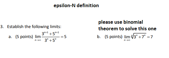 Solved Please use an epsilon-N definition of limits to prove | Chegg.com