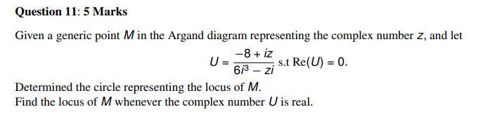 Solved Given a generic point M in the Argand diagram | Chegg.com