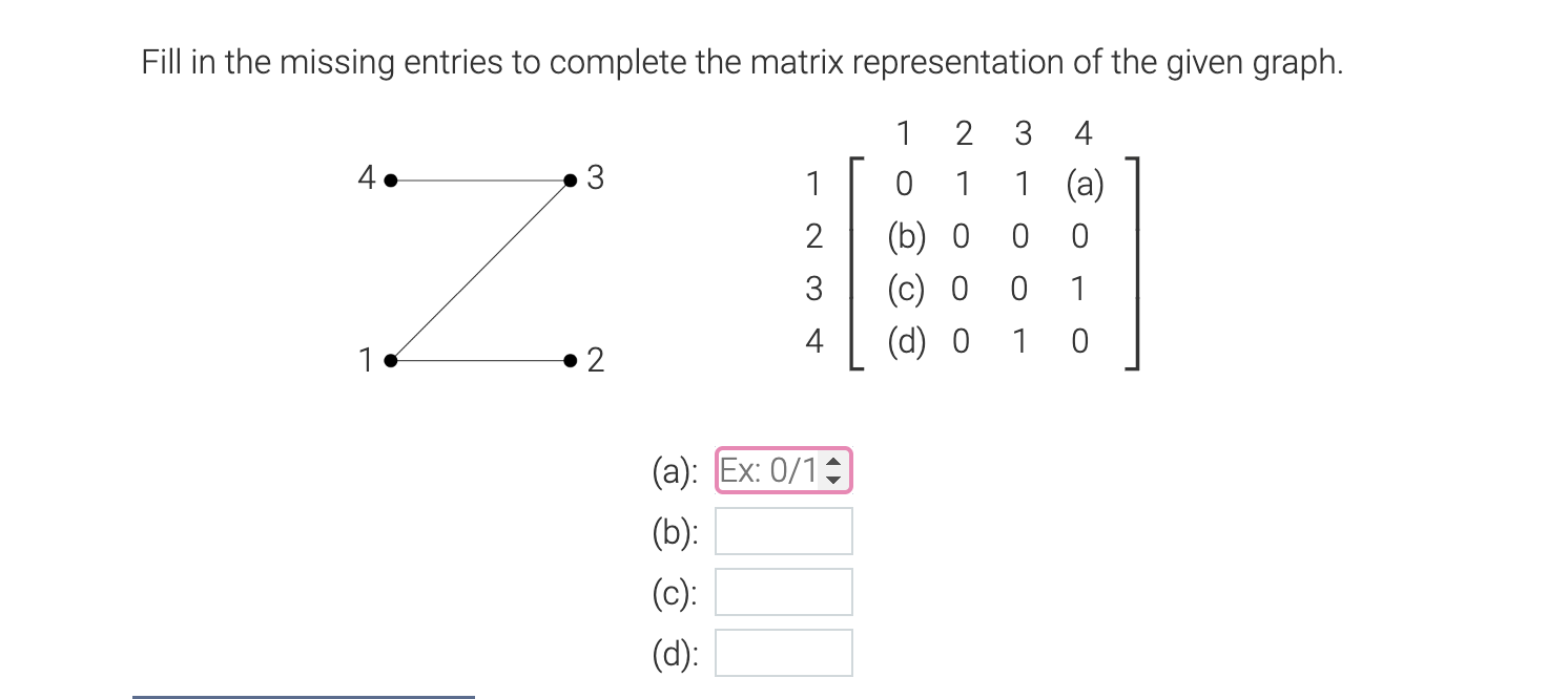 Solved Fill in the missing entries to complete the matrix | Chegg.com