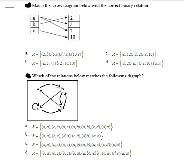 Solved Match the arrow diagram below with the correct binary | Chegg.com