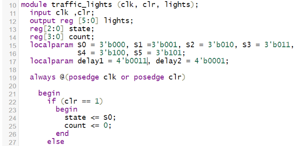 Solved 2 4. 1 module controller (cik,clr,lights); input | Chegg.com