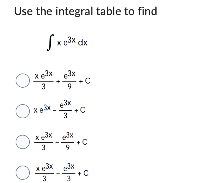 Solved Use the integral table to | Chegg.com