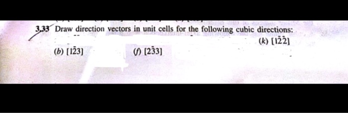 Solved 333 Draw direction vectors in unit cells for the | Chegg.com