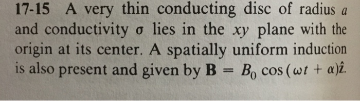 Solved 17-15 A very thin conducting disc of radius a and | Chegg.com