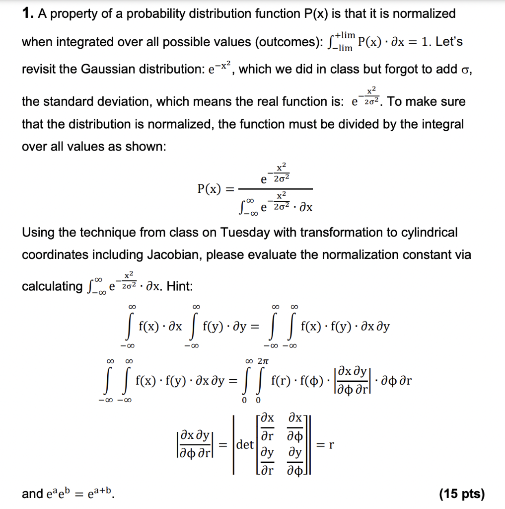 Solved 1. A property of a probability distribution function | Chegg.com