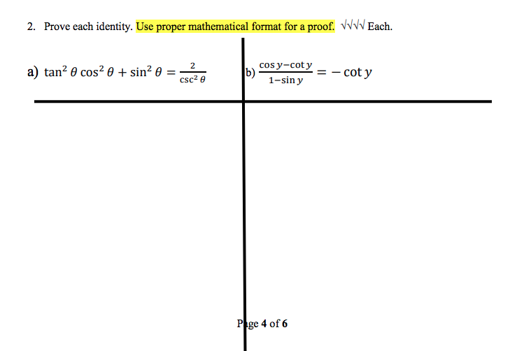 Solved 2. Prove each identity. Use proper mathematical | Chegg.com