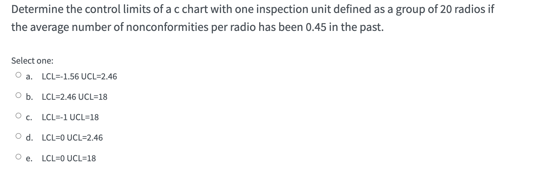 Solved Determine the control limits of a c chart with one | Chegg.com