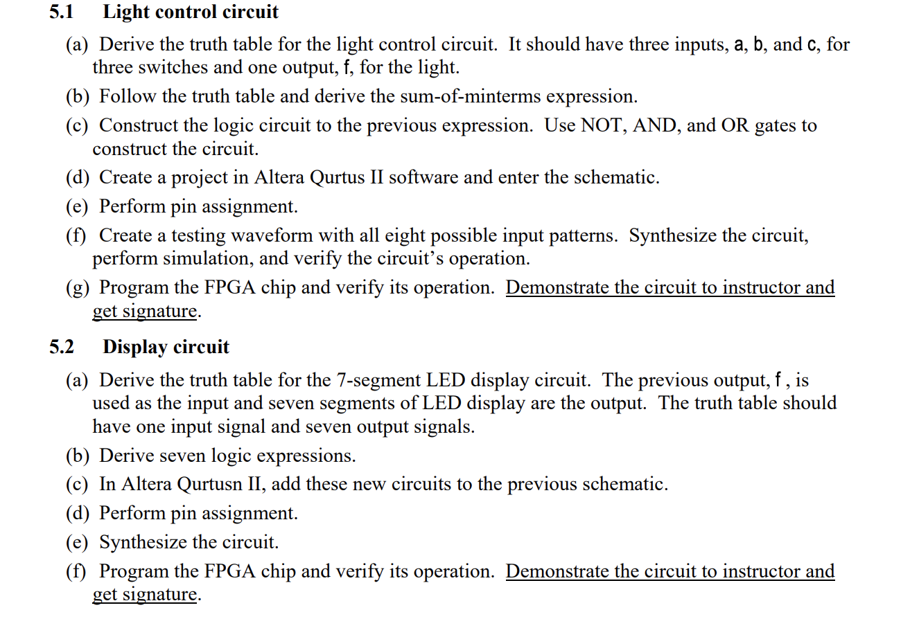 5.1 Light control circuit (a) Derive the truth table | Chegg.com
