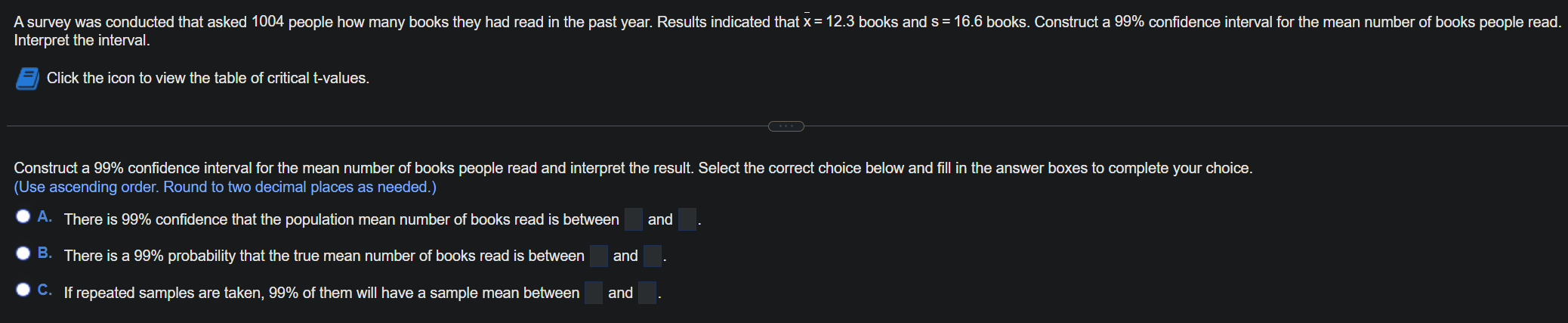 Solved Interpret the interval Click the icon to view the | Chegg.com