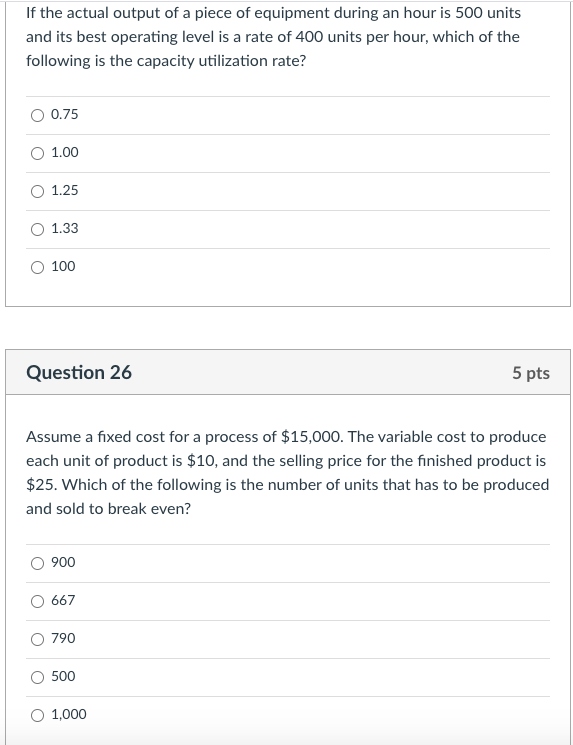 Solved If the actual output of a piece of equipment during | Chegg.com