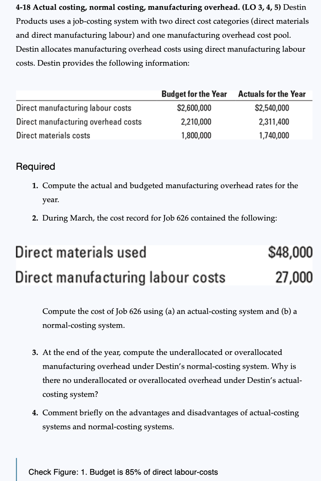 Solved 4-18 ﻿Actual costing, normal costing, manufacturing | Chegg.com