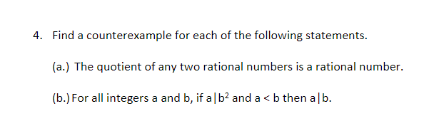 Solved Find a counterexample for each of the following | Chegg.com