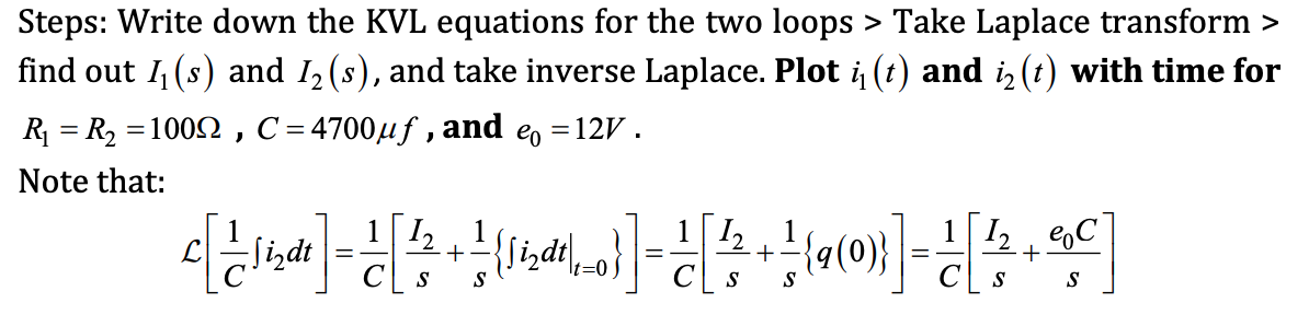 Solved Steps: Write down the KVL equations for the two loops | Chegg.com