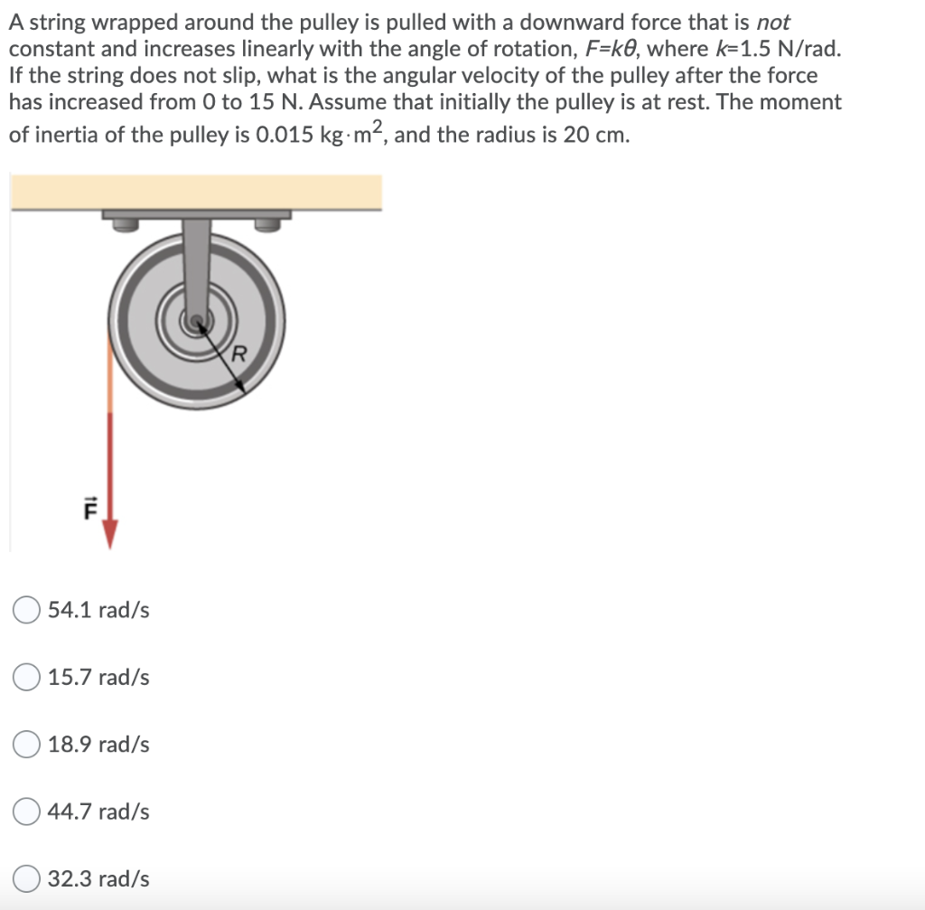 Solved A string wrapped around the pulley is pulled with a | Chegg.com