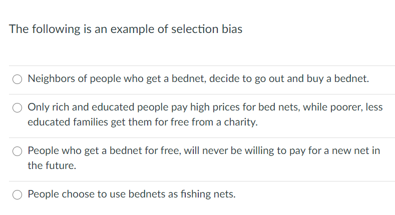 Solved The following is an example of selection bias O | Chegg.com