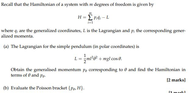 Solved Recall that the Hamiltonian of a system with m | Chegg.com