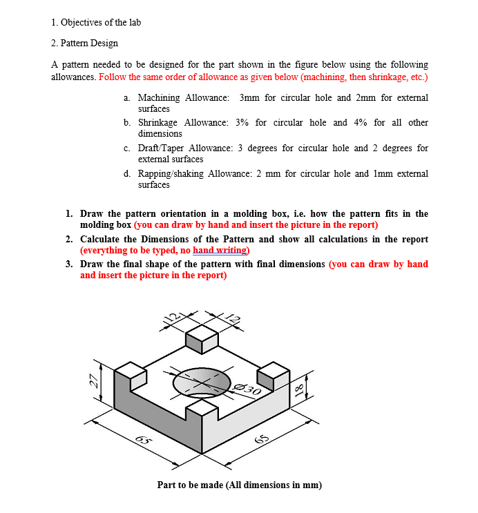 Solved 1. Objectives of the lab 2. Pattern Design A pattern | Chegg.com