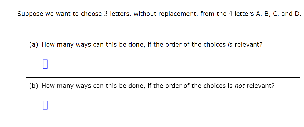 Solved Suppose we want to choose 3 letters, without | Chegg.com