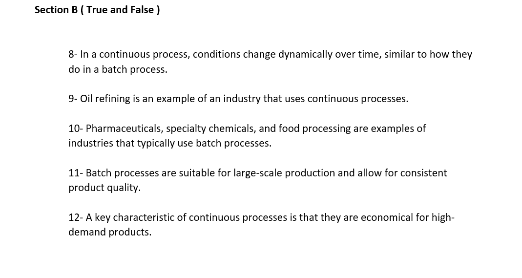 Solved Section B ( ﻿True and False )8- In ﻿a continuous | Chegg.com