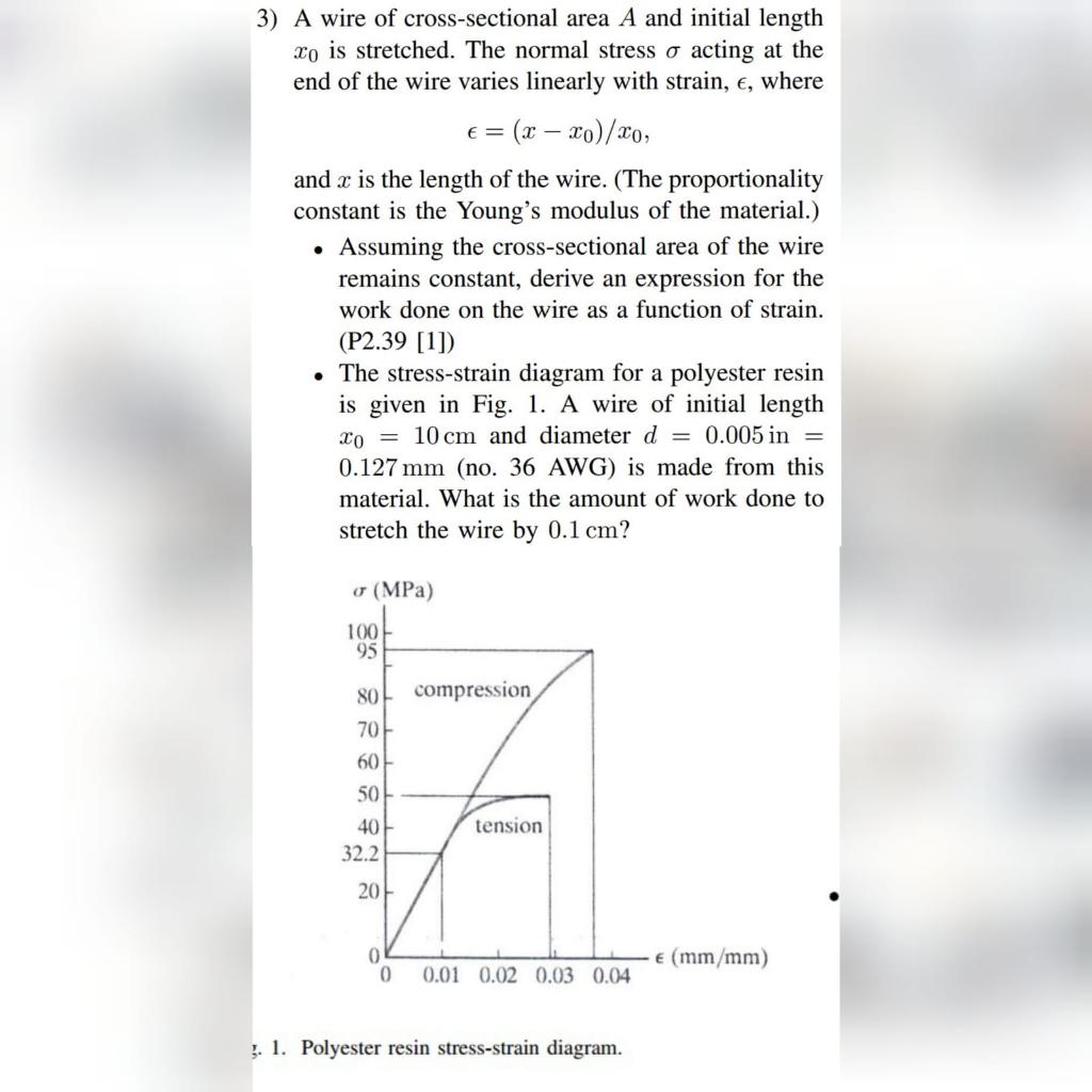 Solved 3) A wire of cross-sectional area A and initial | Chegg.com