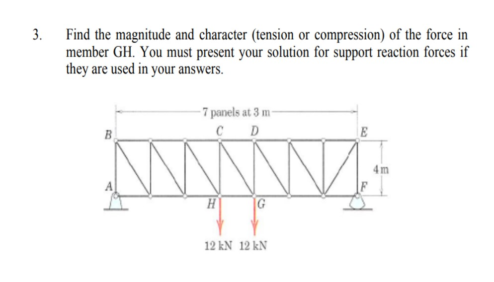 Solved 3. Find the magnitude and character (tension or | Chegg.com
