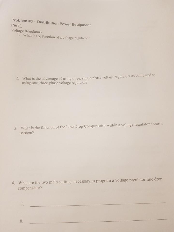 Solved Problem #3 - Distribution Power Equipment Part 1 | Chegg.com