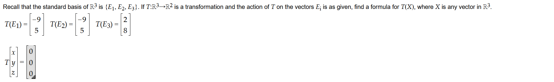 Solved Recall that the standard basis of R3 is {E1, E2, E3}. | Chegg.com