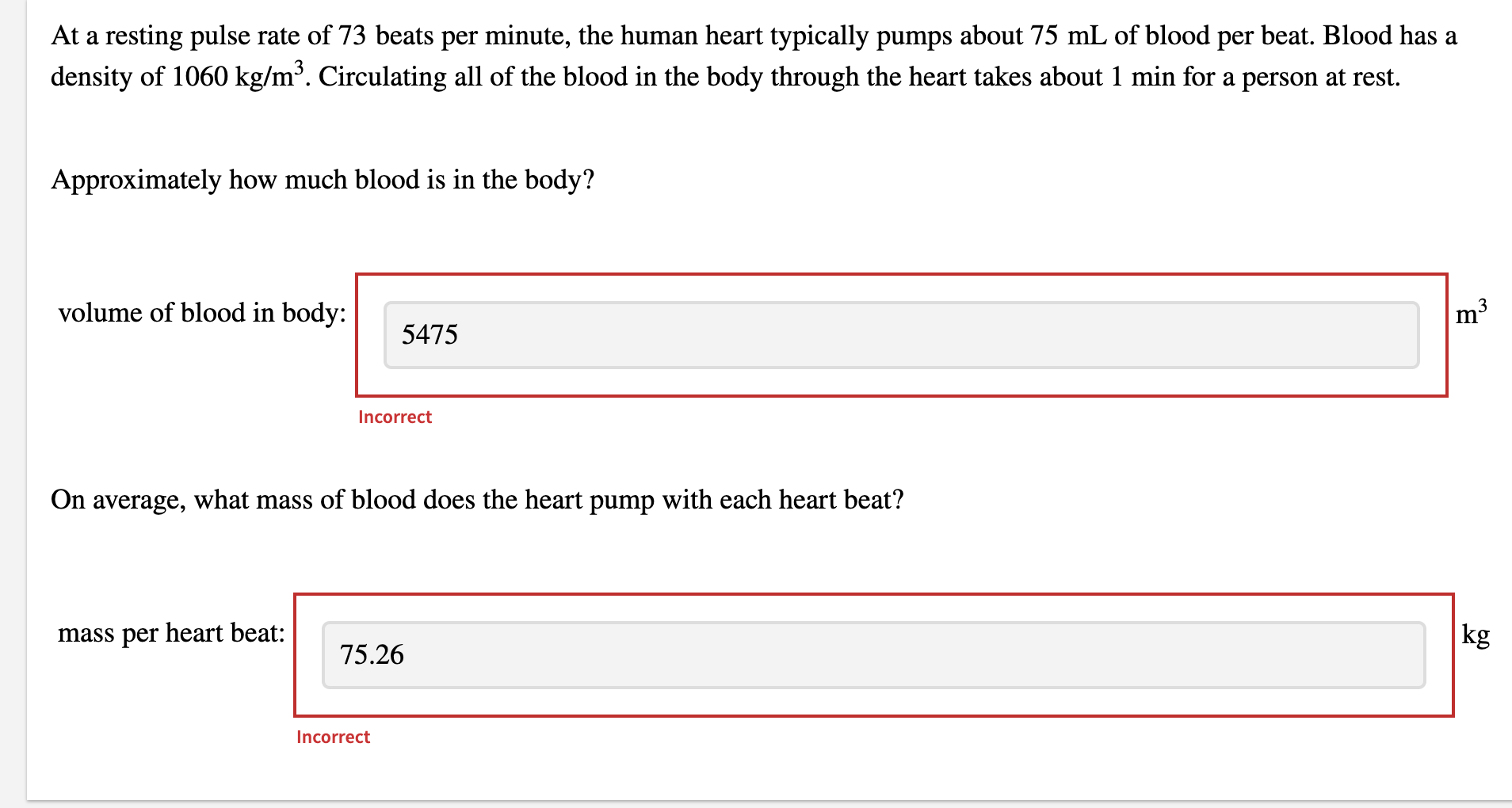 Solved At a resting pulse rate of 73 beats per minute, the | Chegg.com