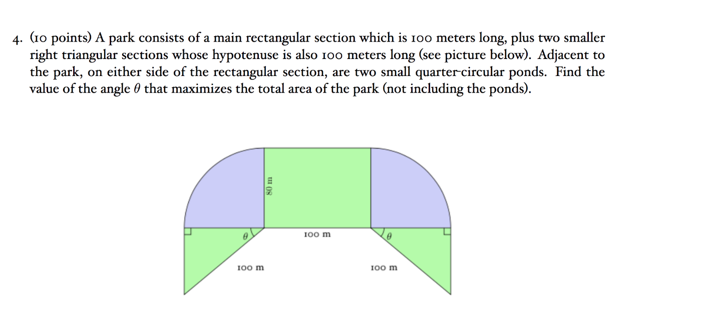 Solved 4. (10 points) A park consists of a main rectangular | Chegg.com