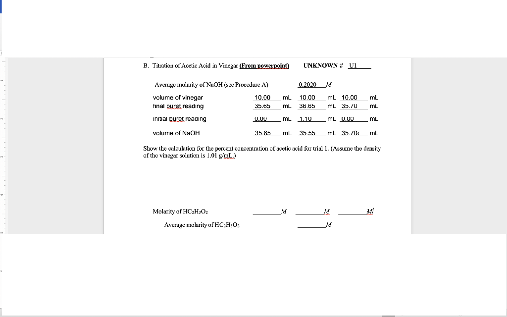 Solved Show the calculation for the percent concentration of | Chegg.com