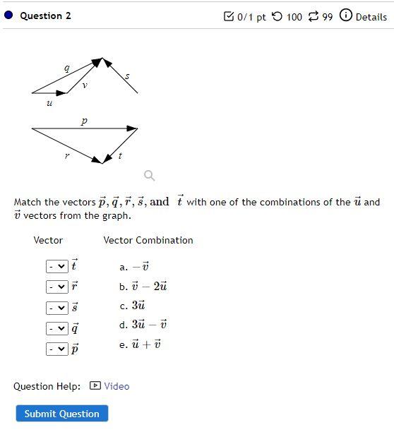 Solved Match the vectors p,q,r,s, and t with one of the | Chegg.com