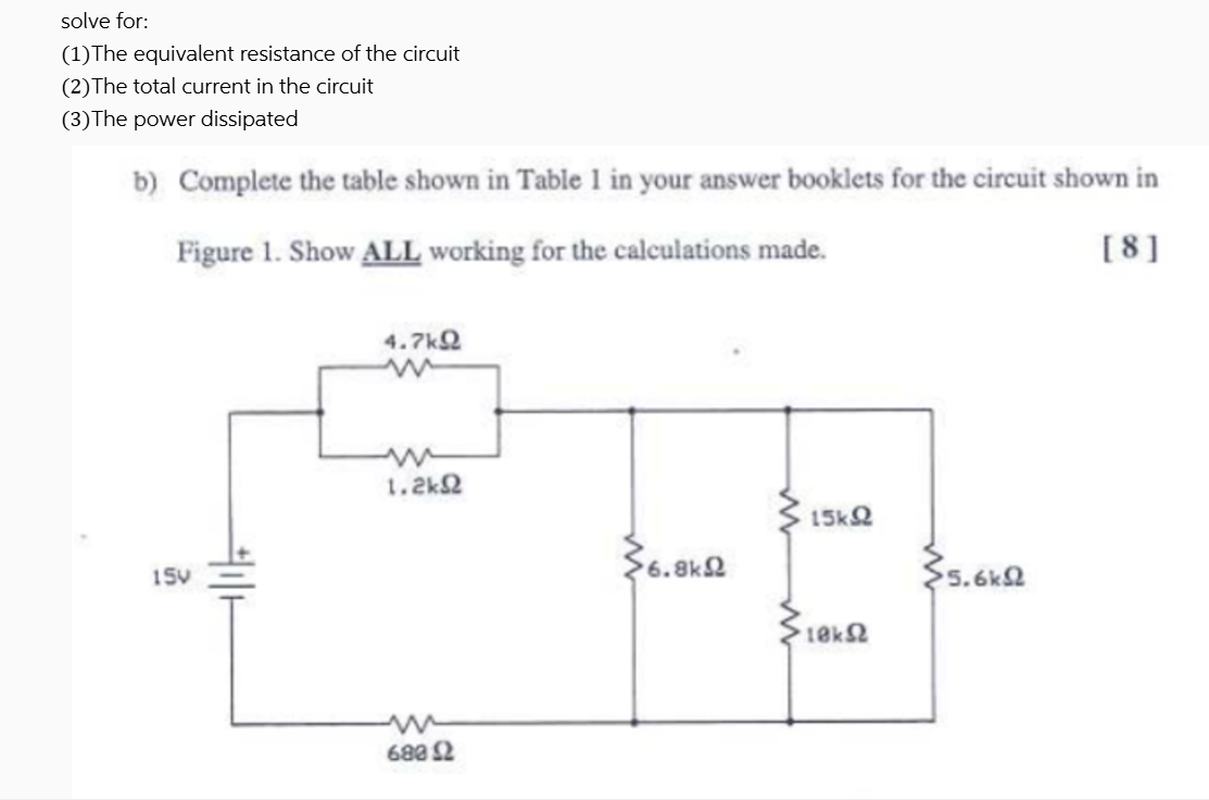 Solved solve for:(1) ﻿The equivalent resistance of the | Chegg.com