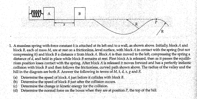 Solved 1. A massless spring with force constant k is | Chegg.com