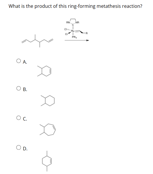 Solved What is the product of this ring-forming metathesis | Chegg.com