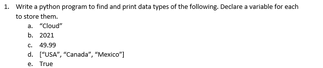 Solved 1. Write a python program to find and print data | Chegg.com