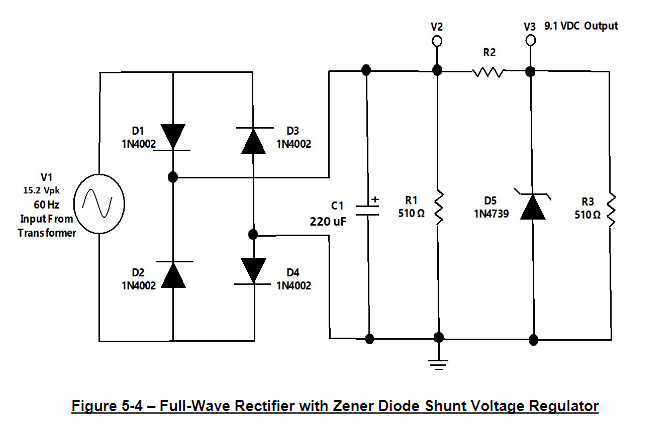 Figure 5-4 - Full-Wave Rectifier with Zener Diode | Chegg.com