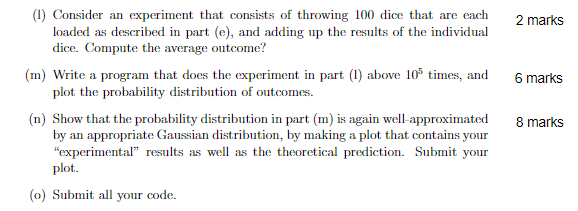 Solved (1) Consider an experiment that consists of throwing | Chegg.com