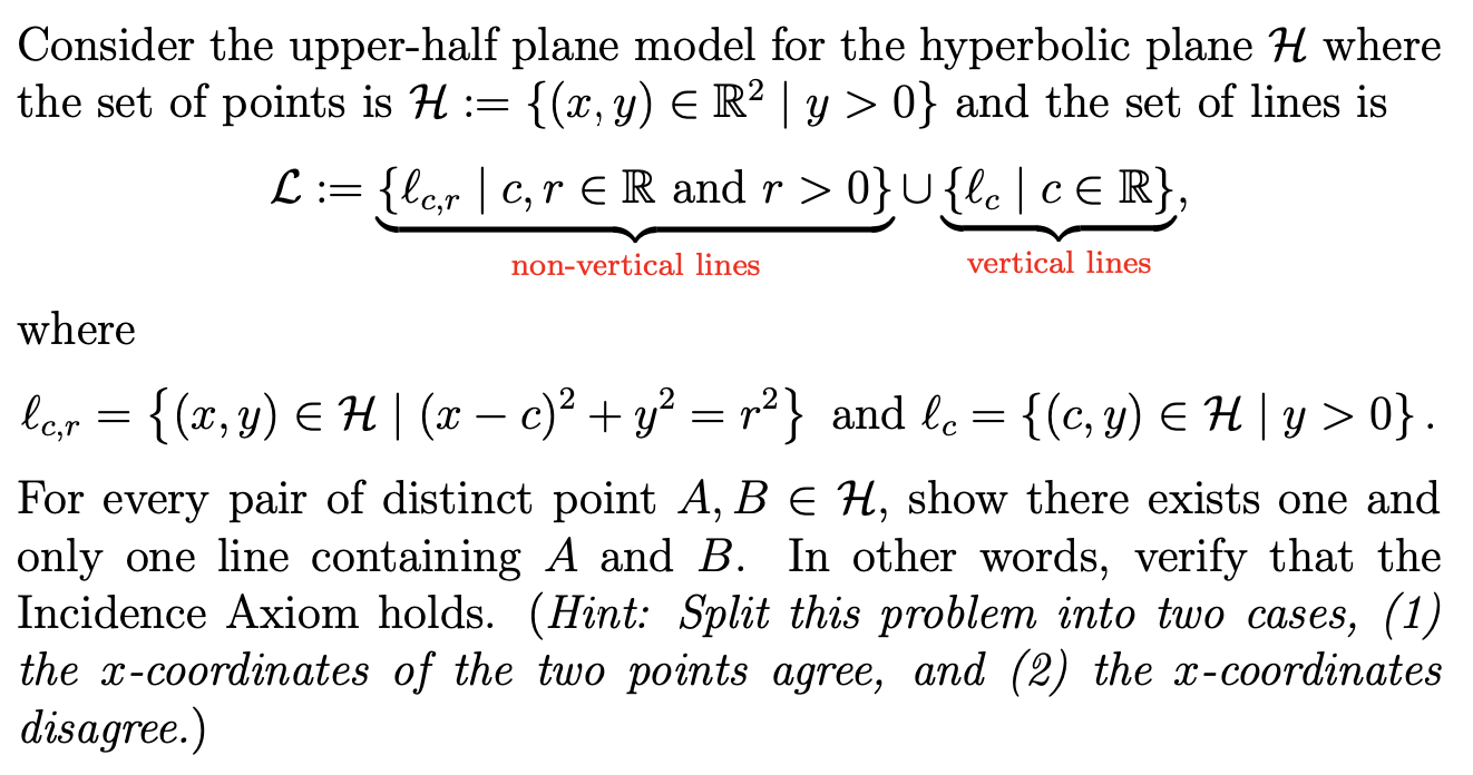 Solved Consider the upper-half plane model for the | Chegg.com