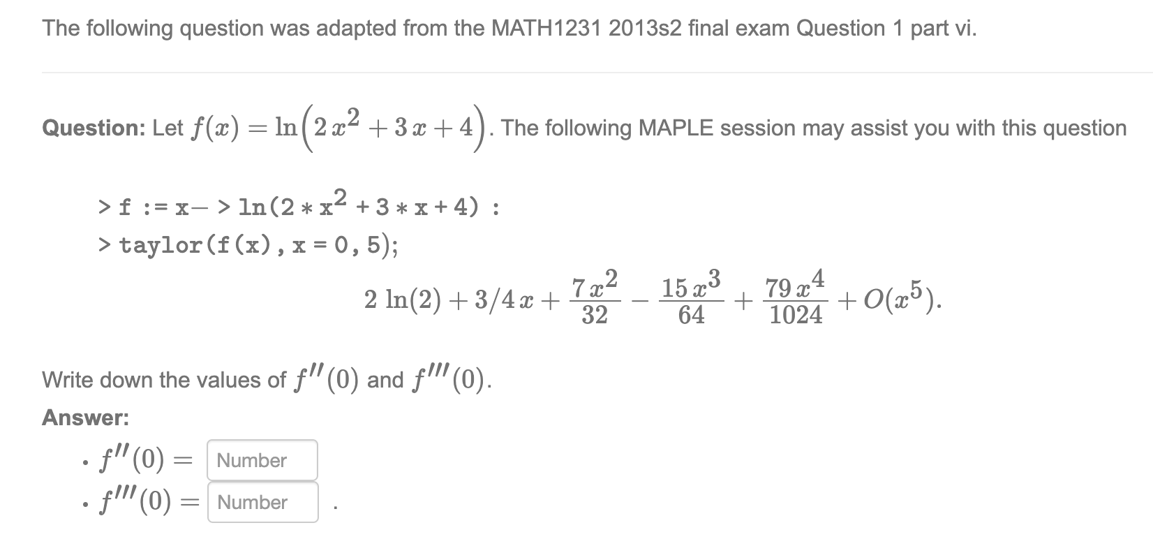 Solved The following question was adapted from the MATH1231 | Chegg.com